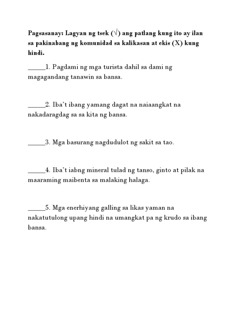 Pakinabang NG Komunidad Sa Kalikasan | PDF