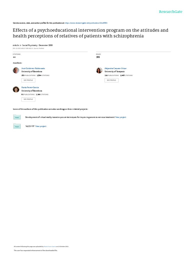 Effects of A Psychoeducational Intervention Program On The Attitudes ...