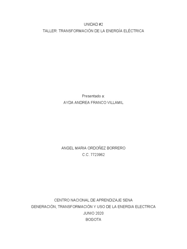 Actividad 2 Taller Transformacion de La Energia Electrica | PDF