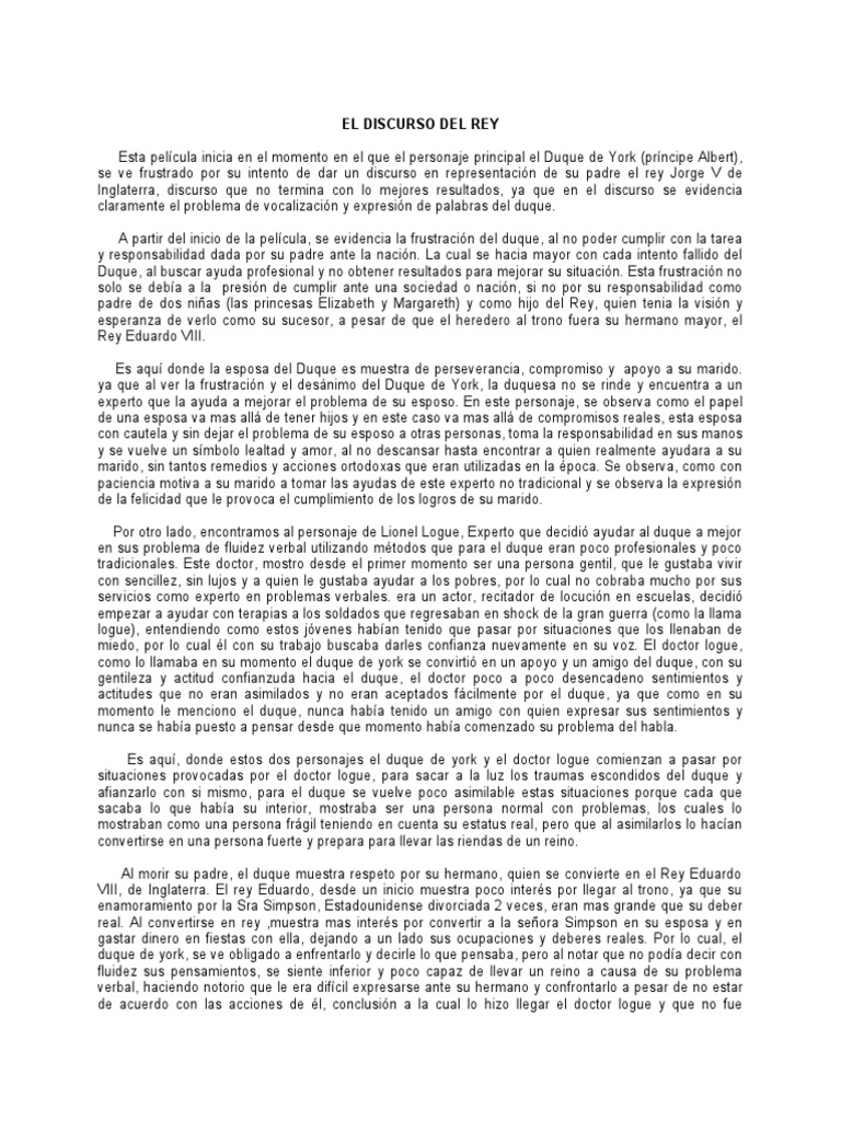 El Discurso Del Rey