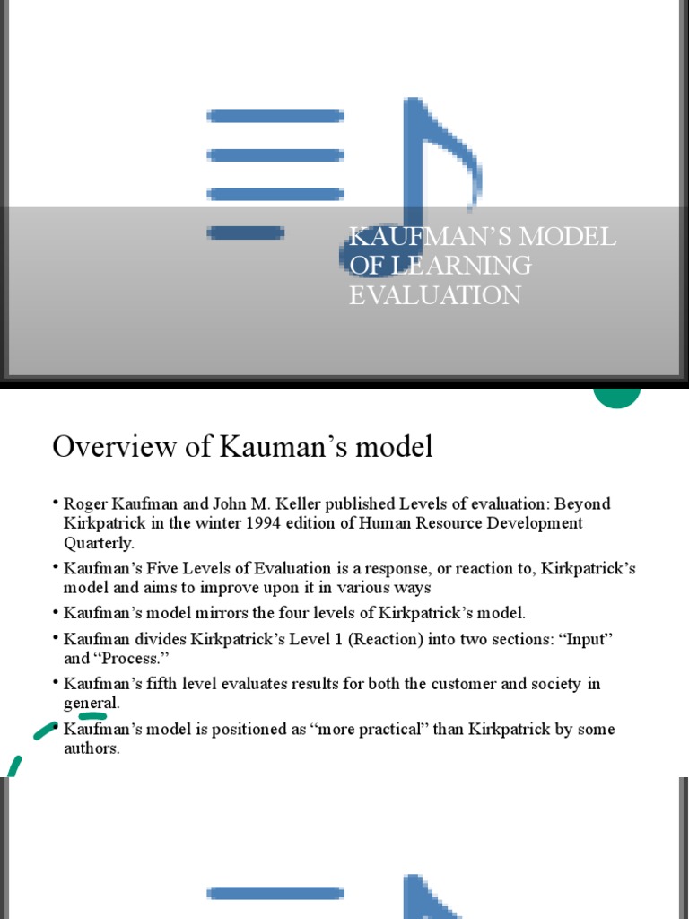 Kaufman's Model of Learning Evaluation | PDF | Educational Assessment ...
