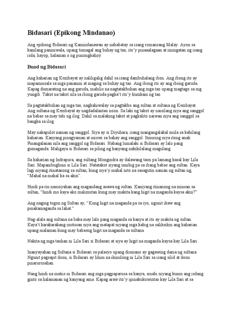 Bidasari (Epikong Mindanao) | PDF