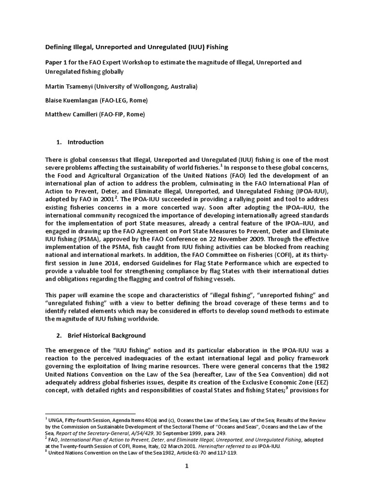 Background Paper 1 Defining Illegal, Unreported and Unregulated (IUU ...