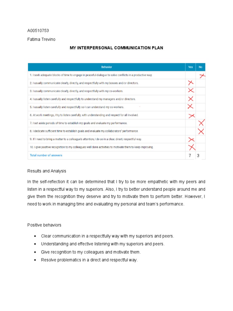 A00510753 - My Interpersonal Communication Plan | PDF | Empathy ...