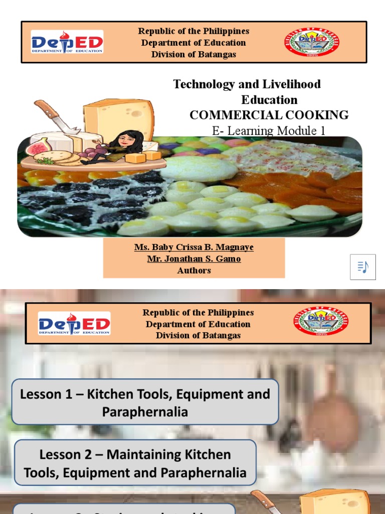 Technology and Livelihood Education Commercial Cooking: E-Learning ...