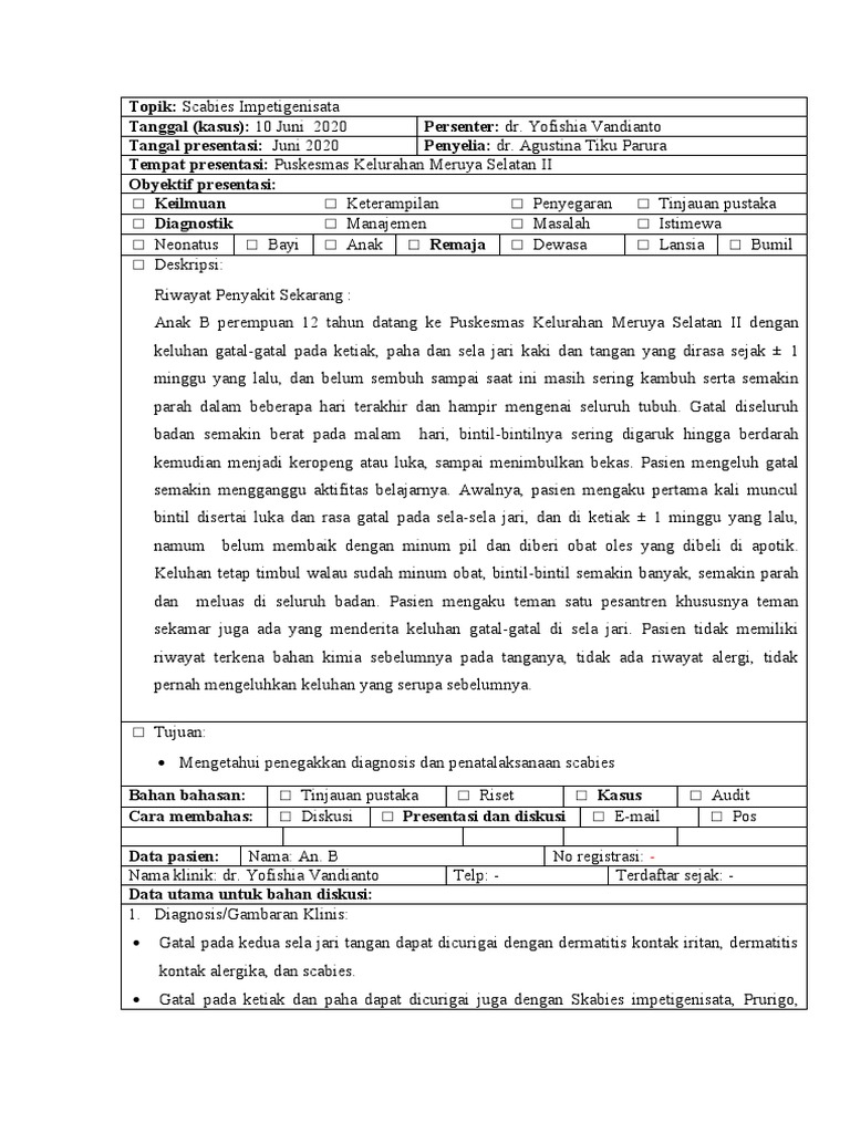 Lapkas Iship Scabies | PDF