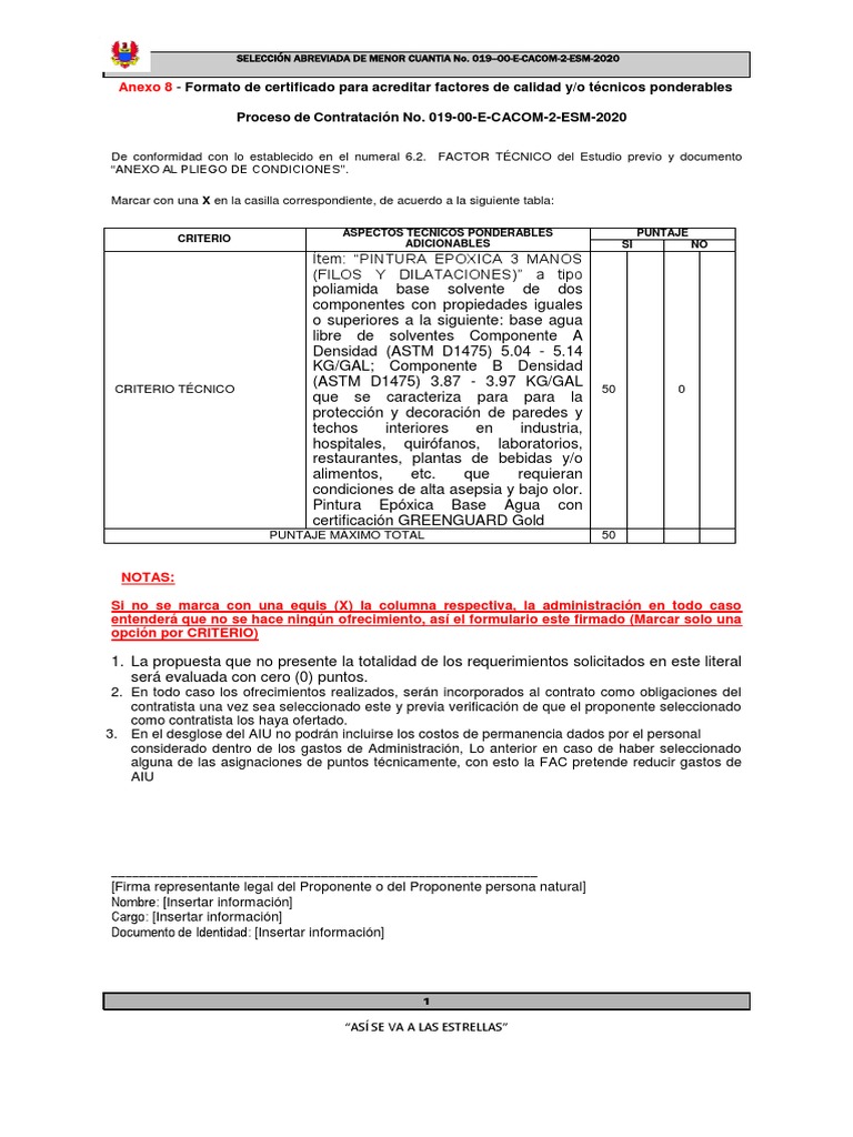 Anexo 8 Factores T Cnicos Ponderables | PDF | Business | Naturaleza