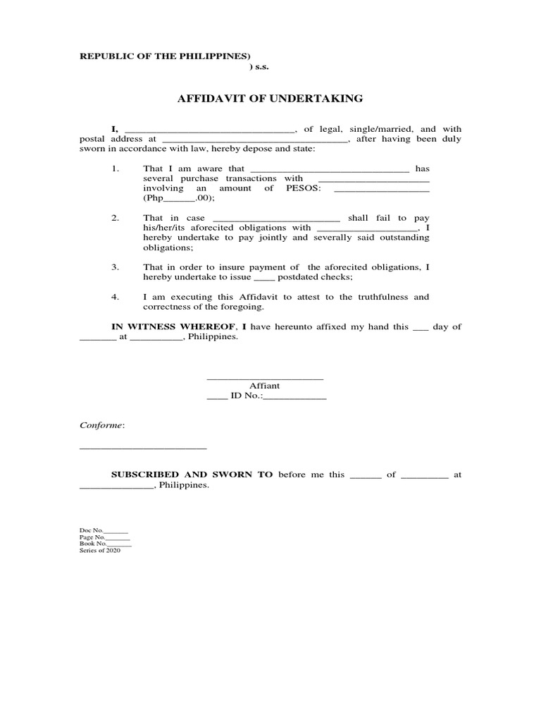 Affidavit of Undertaking | PDF