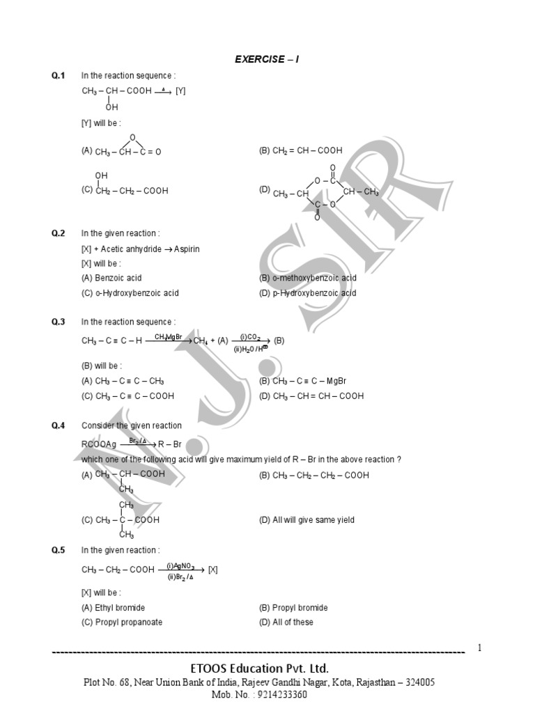 Carboxylic Acid and Amines Worksheet PDF | PDF | Carboxylic Acid | Amine