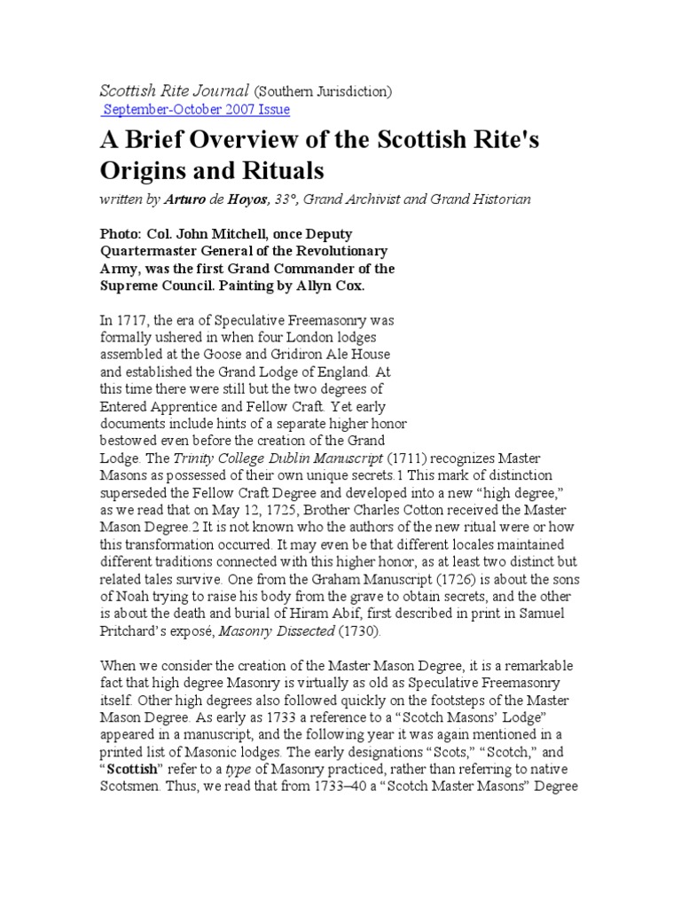 A Brief Overview of The Scottish Rite's Origins and Rituals by Arturo ...