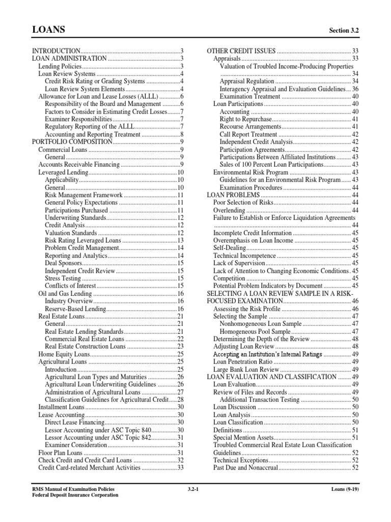 An In-Depth Review of Loan Administration Policies, Portfolio ...