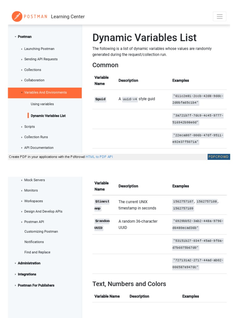 Dynamic Variables List: Common | PDF | Computing | Computing And ...