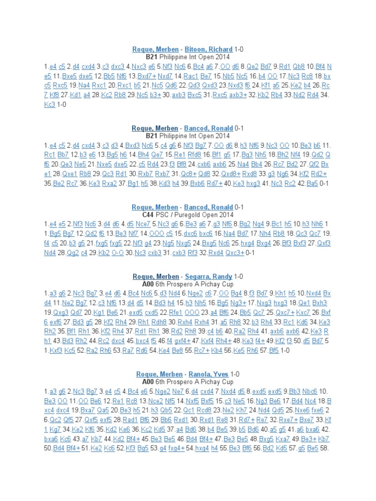 Filipino Chess Master Games | PDF | Chess | Chess Theory