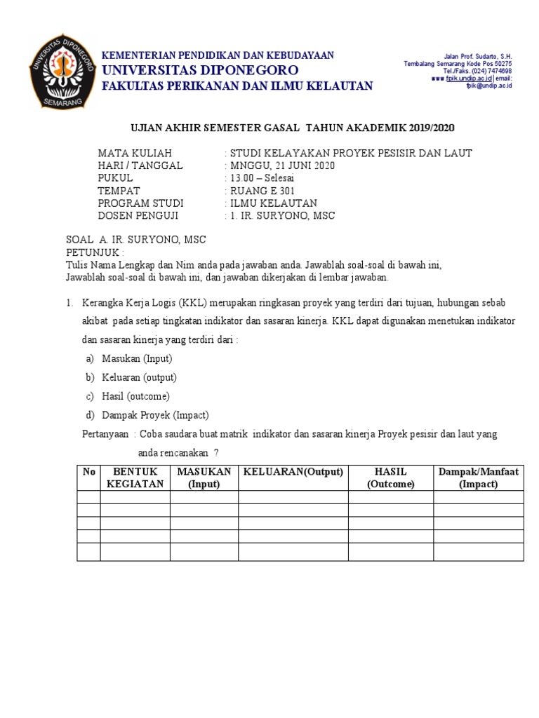 Soal Uas 2020 | PDF | Bisnis