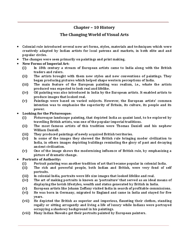 Chapter - 10 History The Changing World of Visual Arts: New Forms of ...