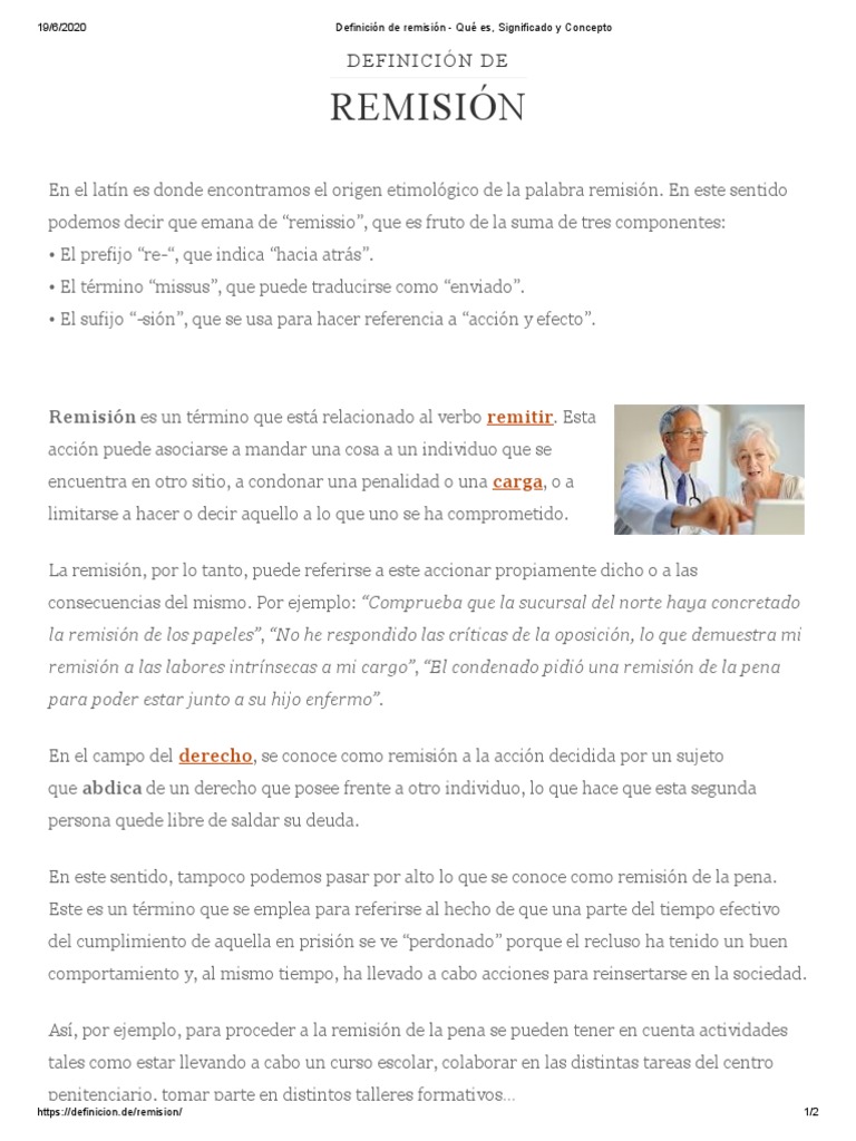 Definición de remisión - Un documento que explica el significado y ...