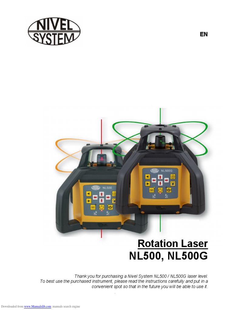 NL500, NL500G: Rotation Laser | PDF | Calibration | Rotation