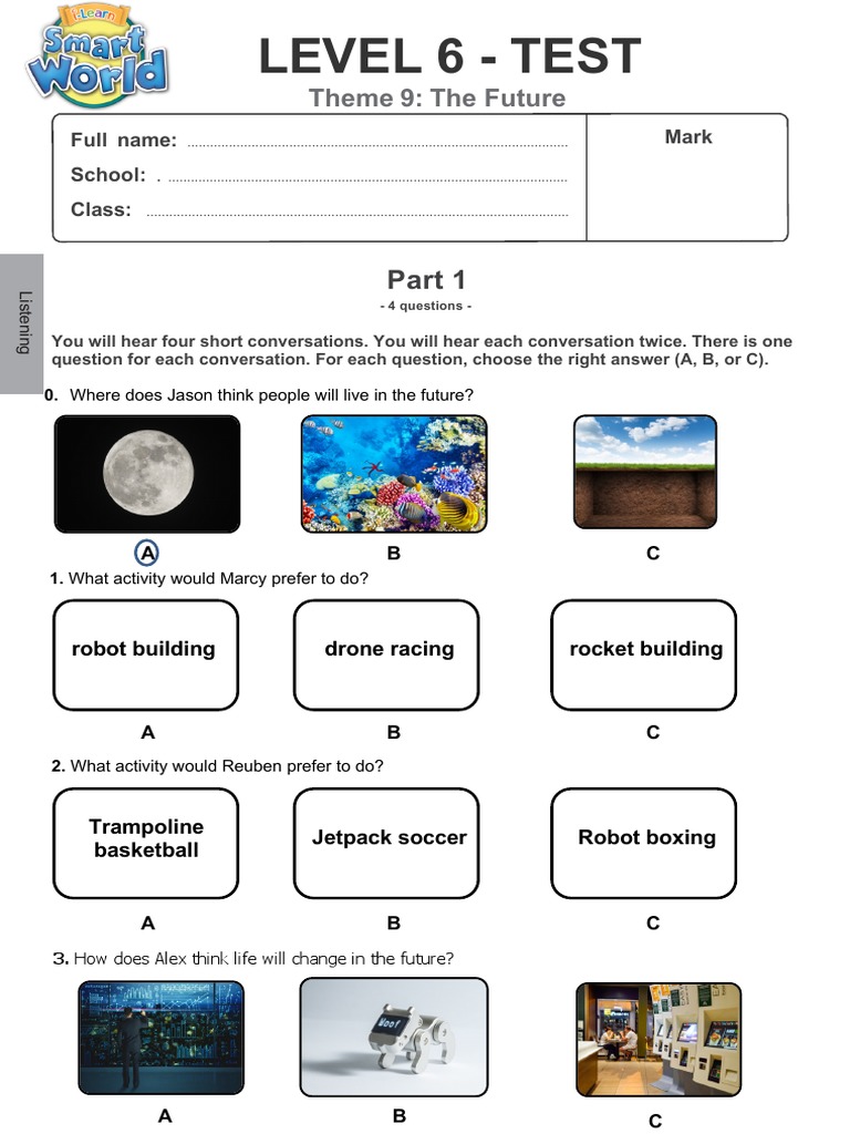 Level 6 - Test: Theme 9: The Future | PDF