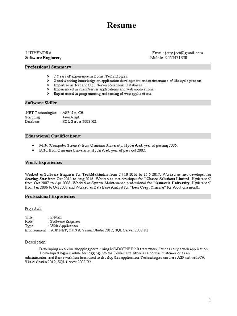Resume: Professional Summary | PDF | Web Application | Application Software