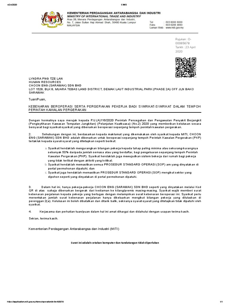 Letter From MITI | PDF