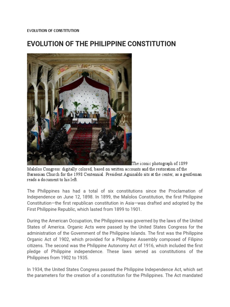 Evolution of Constitution | PDF | President Of The Philippines | World ...
