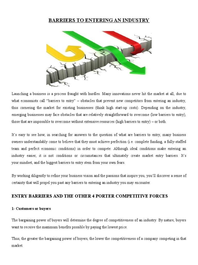 Barriers To Entering An Industry: Entry Barriers and The Other 4 Porter ...