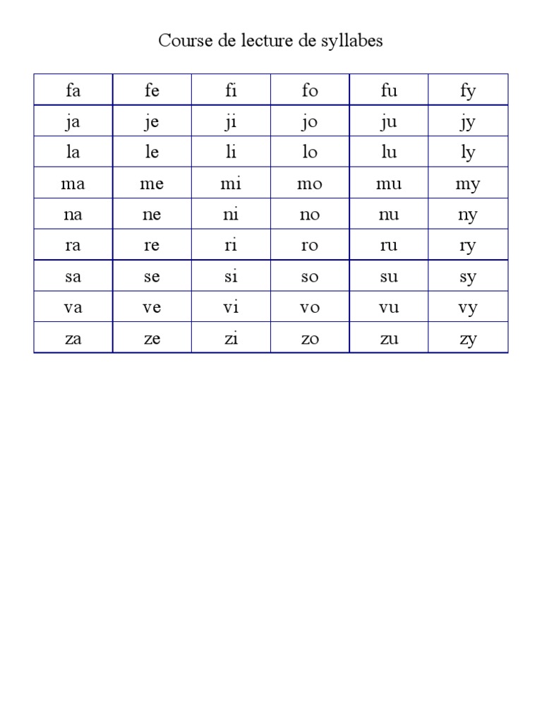 Course de Lecture de Syllabes | PDF