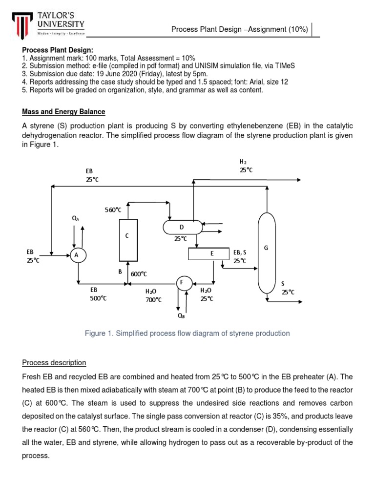 Assignment 1 - Mass and Energy Balance March 2020 | PDF | Chemical ...