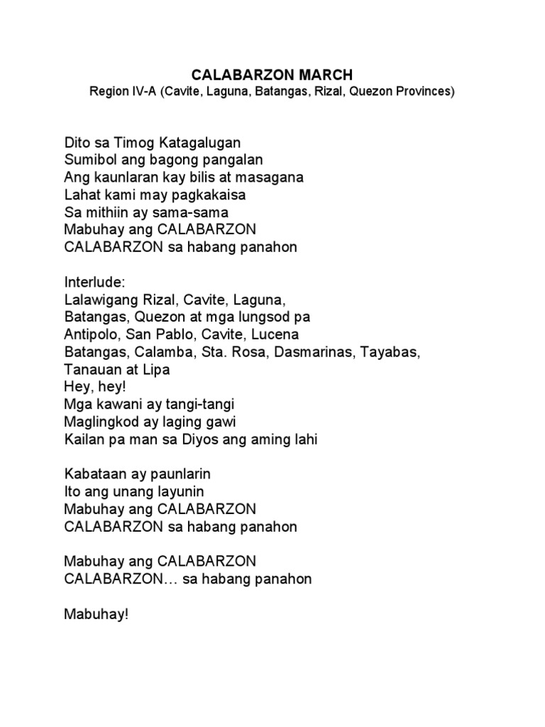 Calabarzon March | PDF