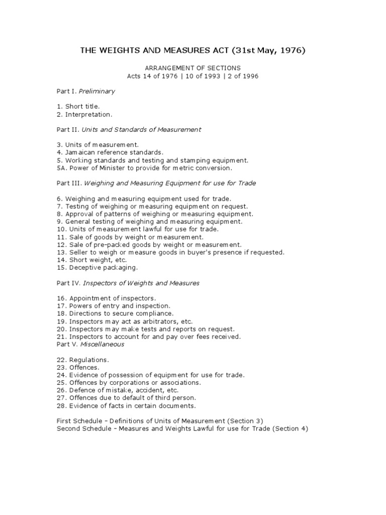 Weights and Measuren Act | PDF | Grain (Unit) | Litre