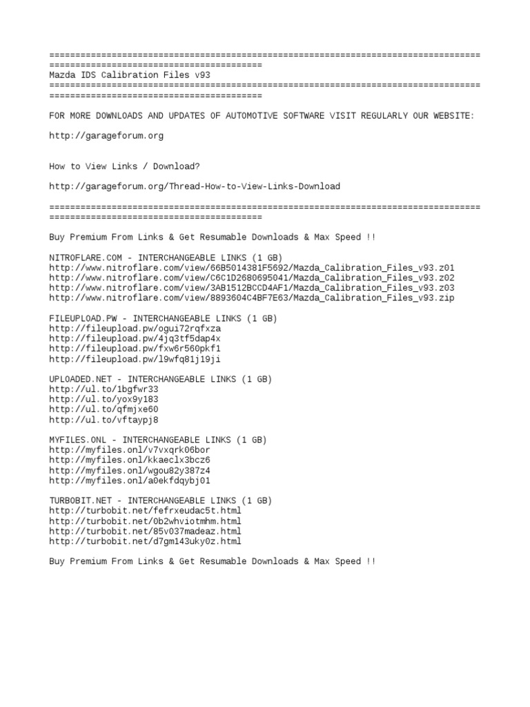 Mazda IDS Calibration Files v93 Download | PDF | Computers