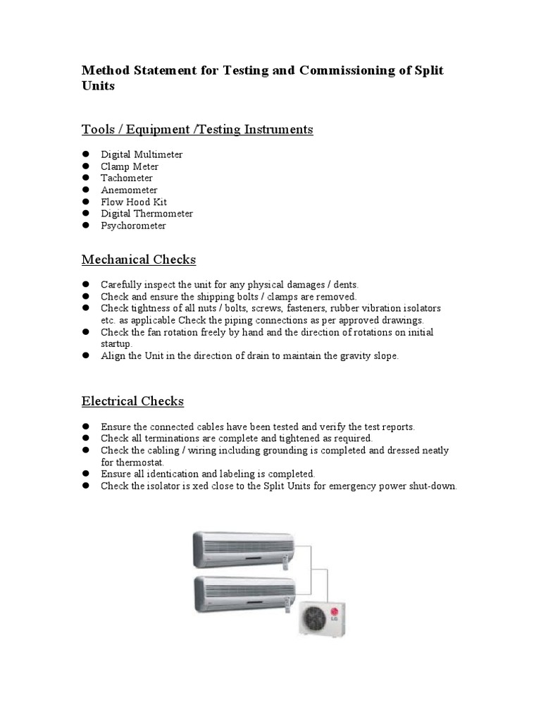 Testing and Commissioning Split AC | PDF