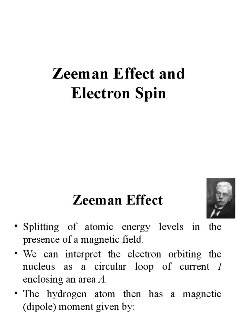 Lecture 38 - Zeeman Effect and Electron Spin | PDF | Spin (Physics ...