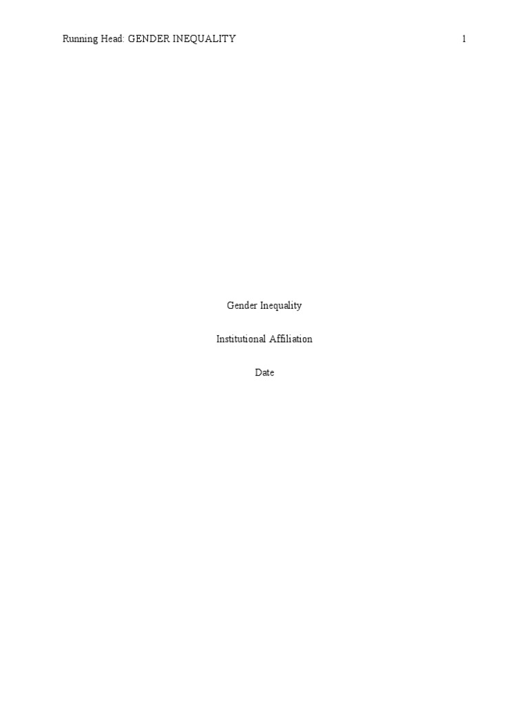 Gender Inequality OUTLINE | PDF