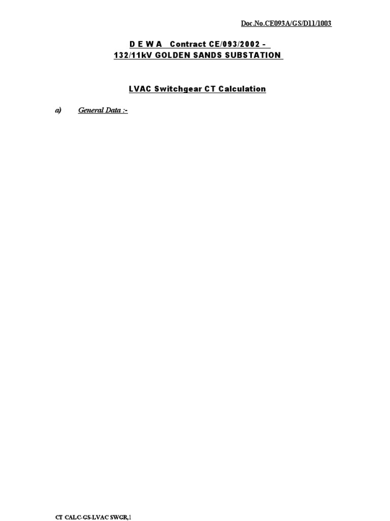 CT Calc-Gs-Lvac Swgr. | Download Free PDF | Electronics | Physical ...