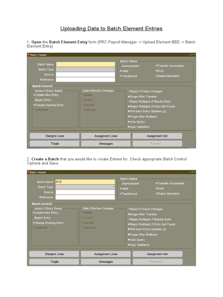 Uploading Data To Batch Element Entries | PDF