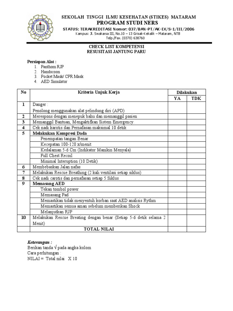 Check List Kompetensi RJP | PDF