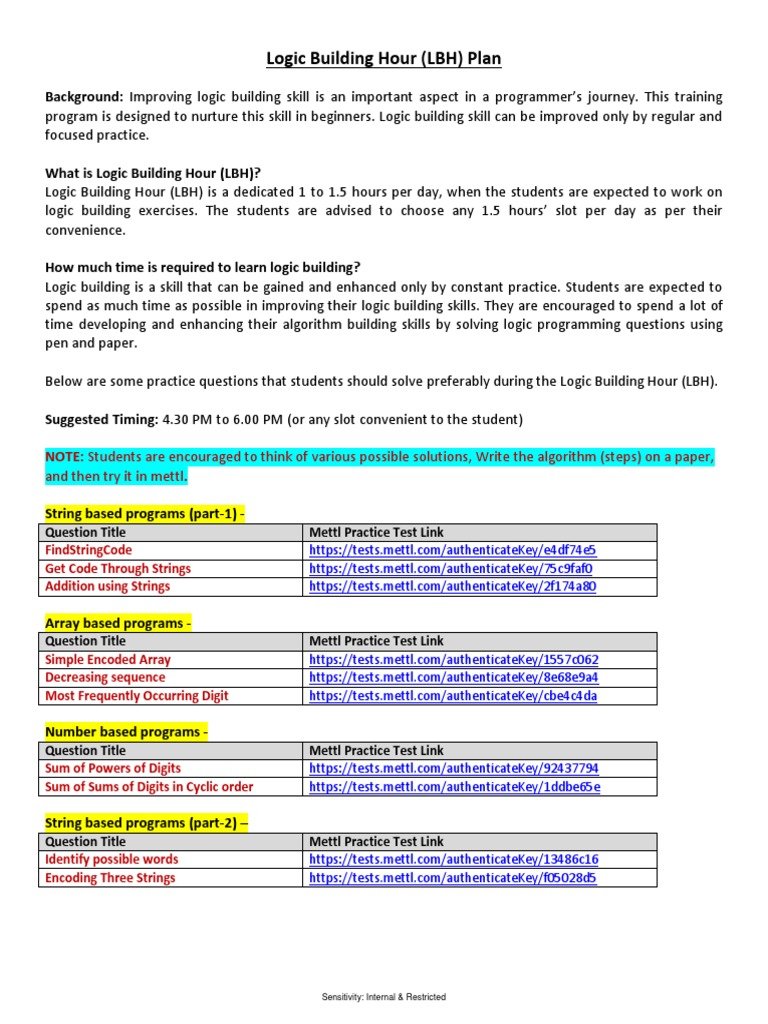 LogicBuildingHour Plan Mile2A PDF | PDF | String (Computer Science ...
