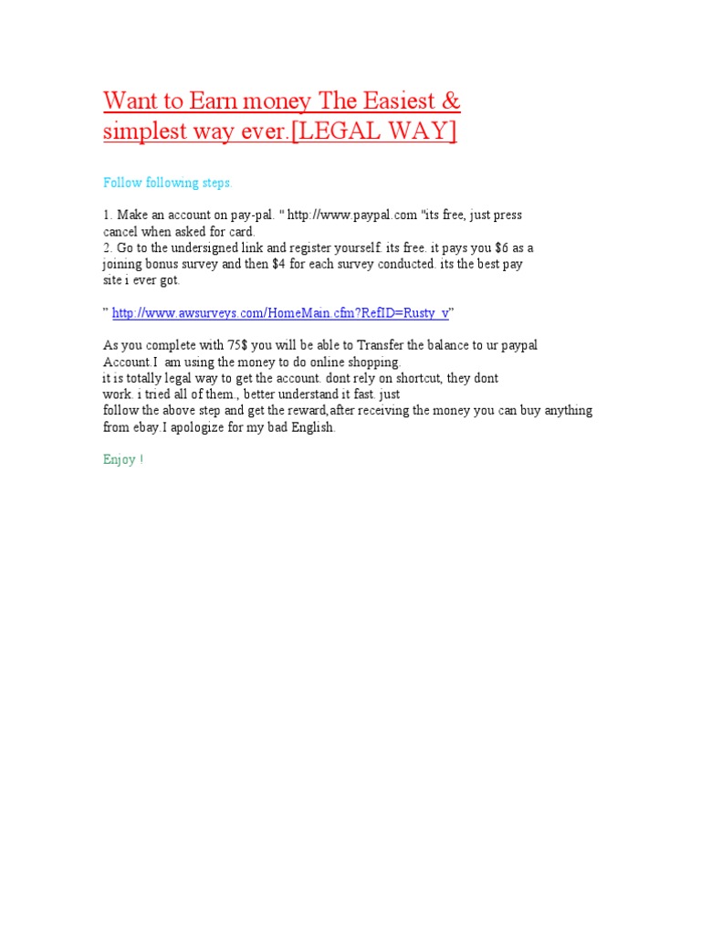 Earn Money Legal Way PDF | PDF | Self-Improvement
