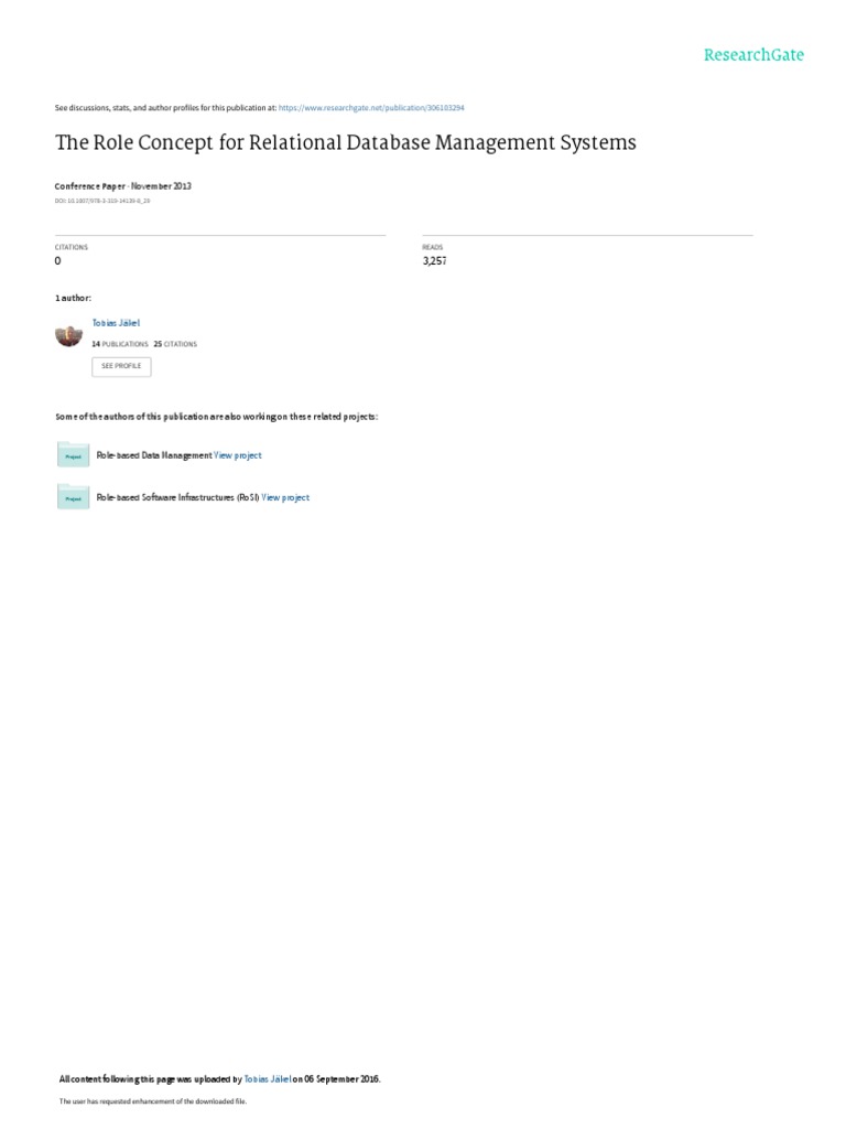 Roles in DBMS | PDF | Relational Database | Databases