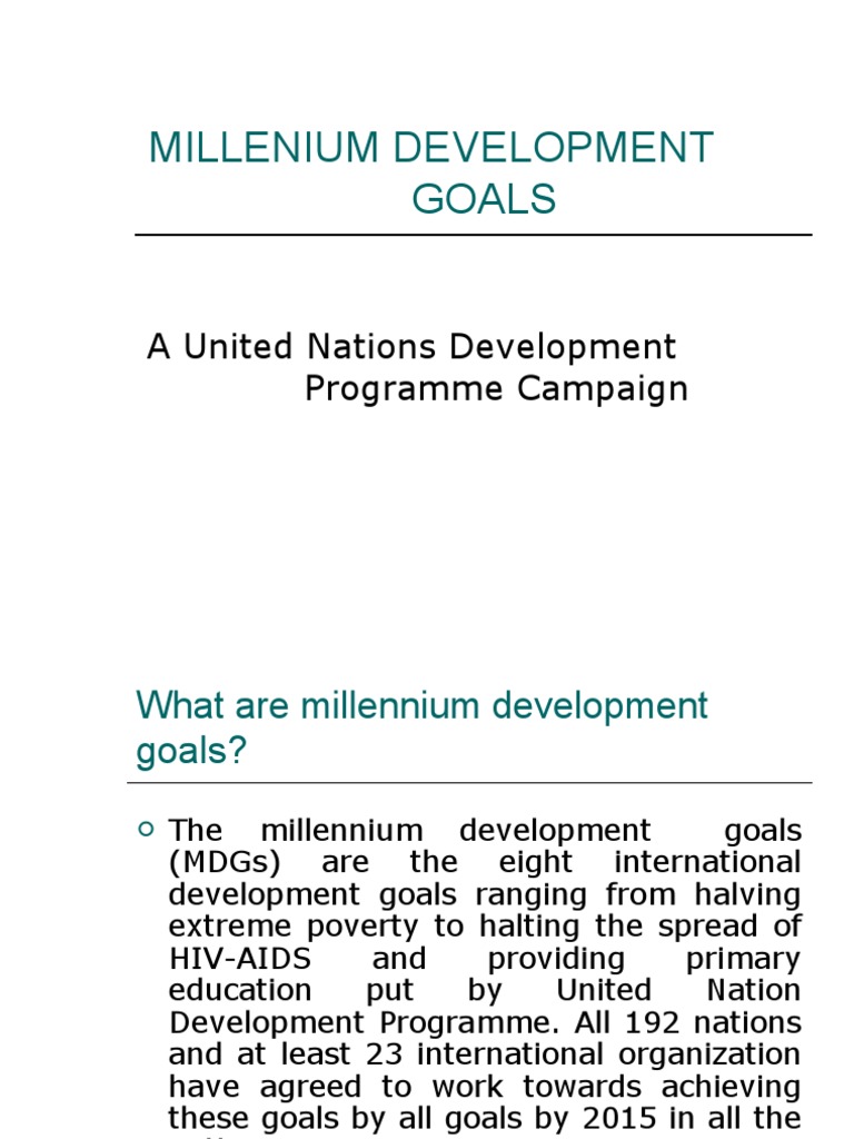 Millenium Development Goals | PDF | Hiv/Aids | Millennium Development Goals