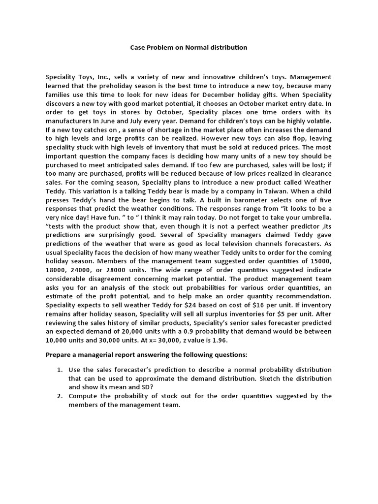 Case Problem 1 | PDF | Inventory | Demand