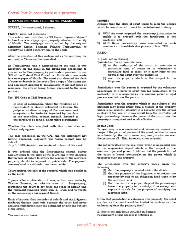 Due Process Clause - Procedural | PDF | Lawsuit | Foreclosure