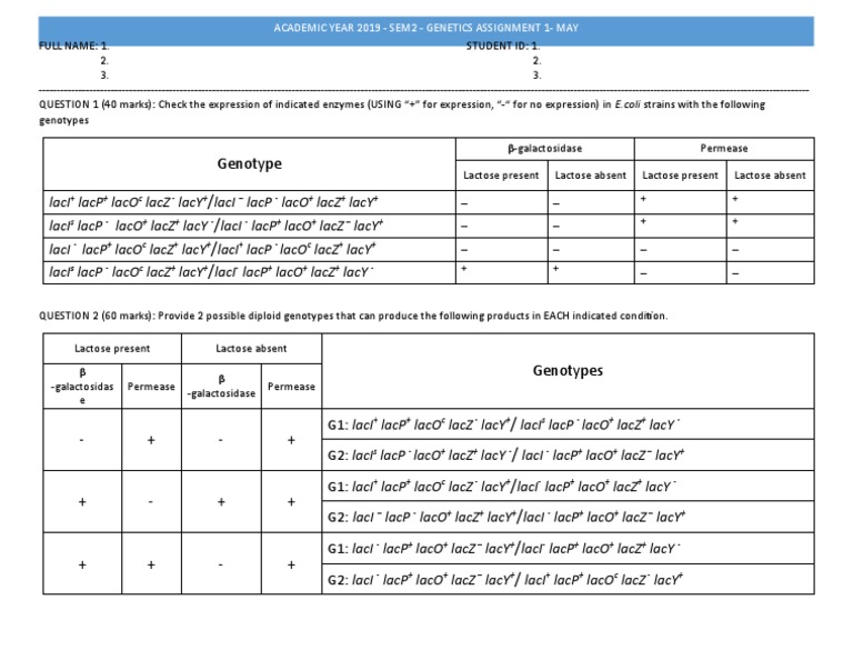 Genotype: Laci Laci Laci Laci Lacp Laci Laci Laco Laci Laci Lacp | PDF ...