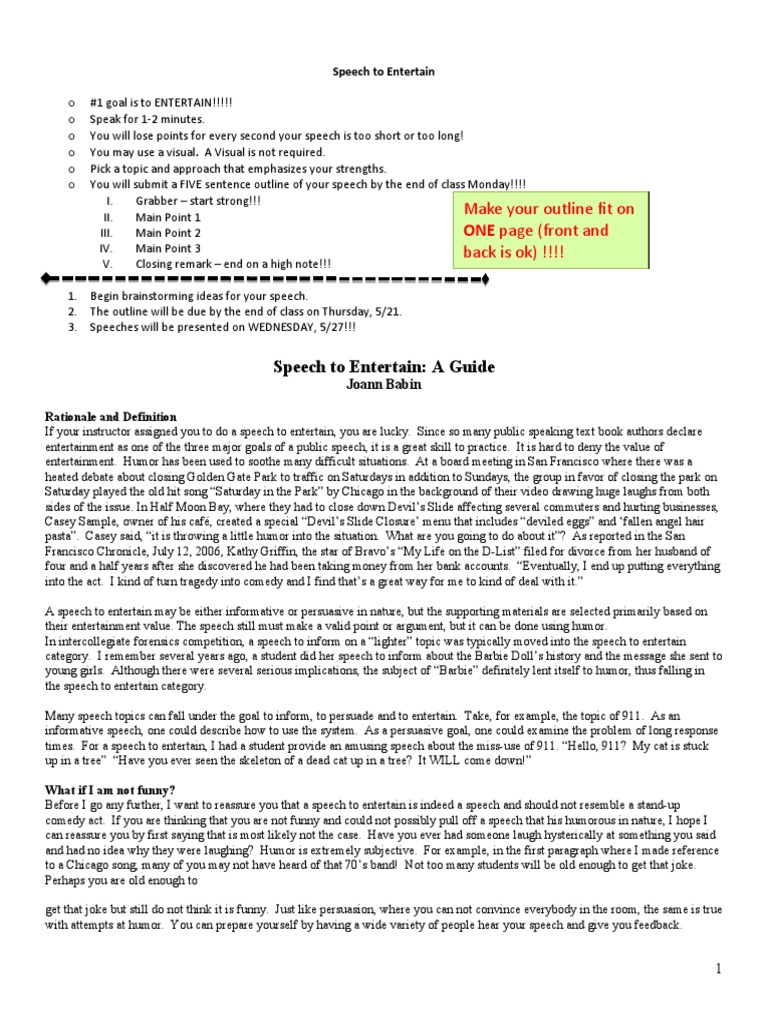 Speech To Entertain - A Guide | PDF | Barbie