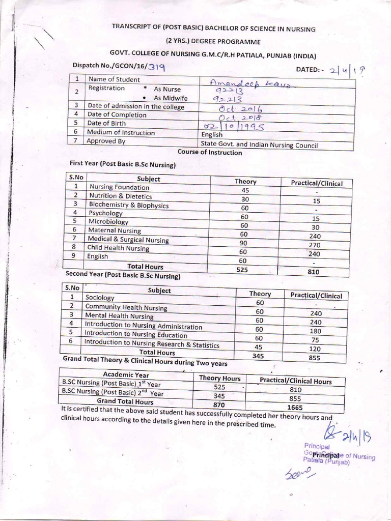 BSC Transcript | PDF