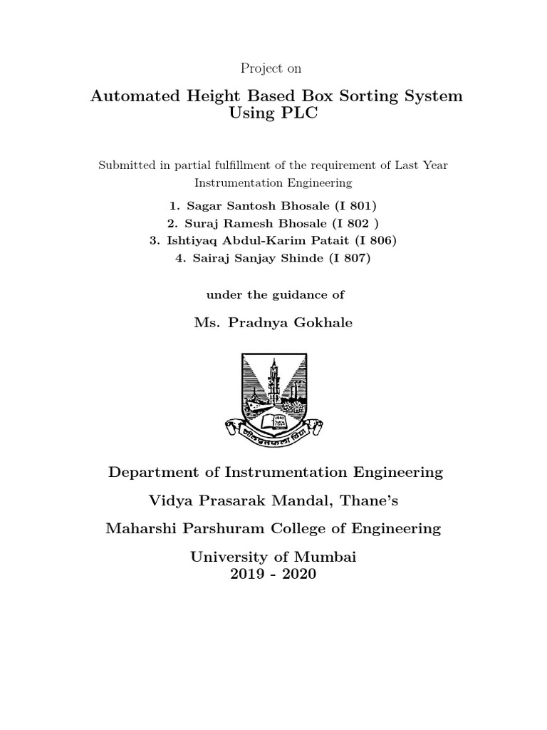 Automated Height Based Box Sorting System Using PLC: Project On | PDF | Programmable Logic ...