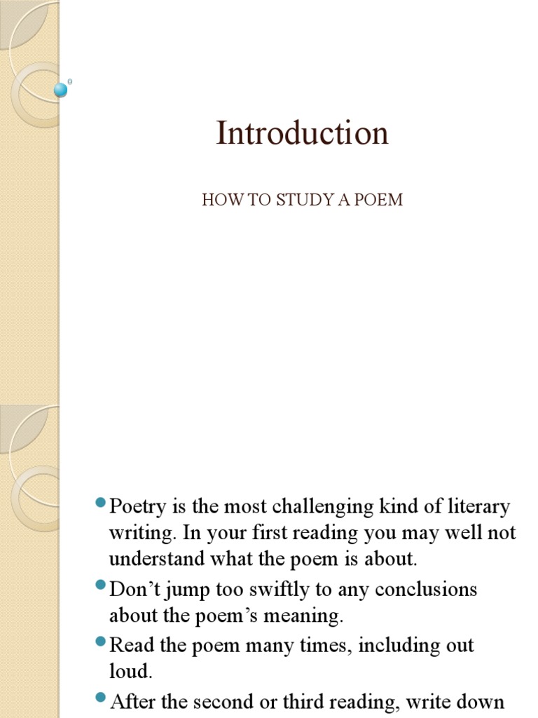How To Study A Poem | PDF