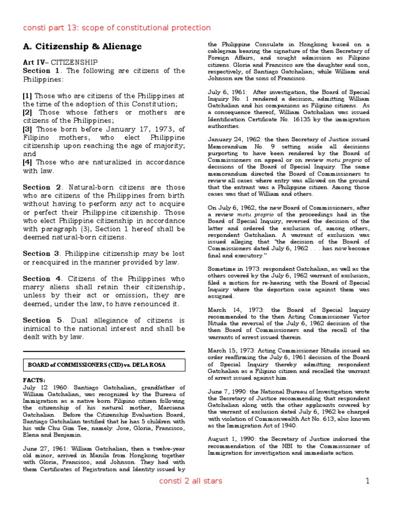 Scope of Constitutional Protection | PDF | Jurisdiction | Citizenship