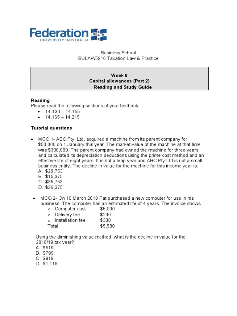 20 05 05 - BULAW5916 Reading and Study Guide - Week 8 | PDF | Finance ...